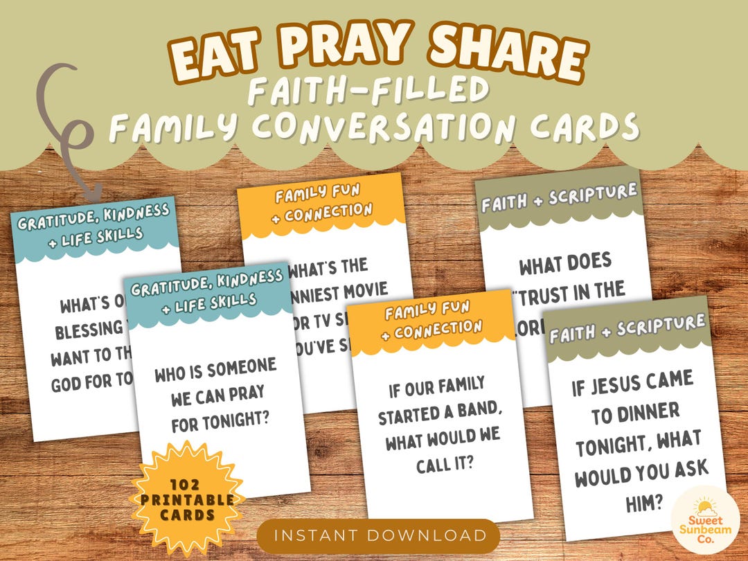 Christian Family Conversation Cards: Faith-based Dinner Questions (PDF ...