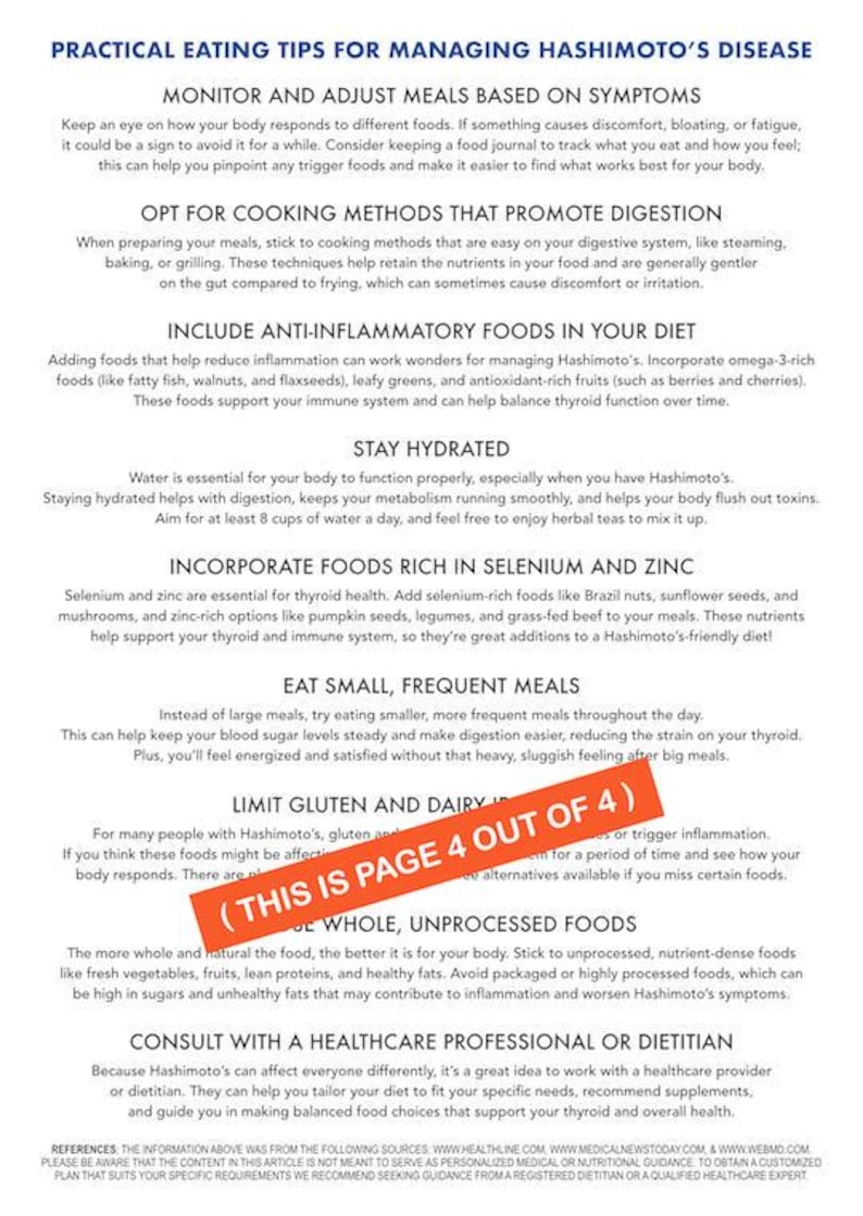 Hashimoto's Diet Food Guide: Nutrition List, Thyroid Support (PDF Download) - Etsy
