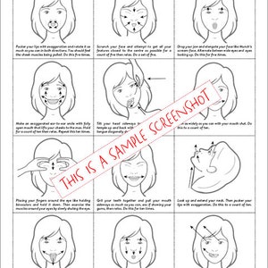 Japanese Face Yoga - Facial Exercise Direction Guide Chart Poster ...