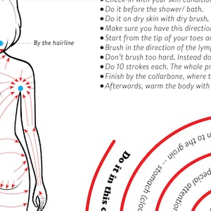 Dry Body Brushing Direction Guide Poster, PRINTABLE/ INSTANT DOWNLOAD ...