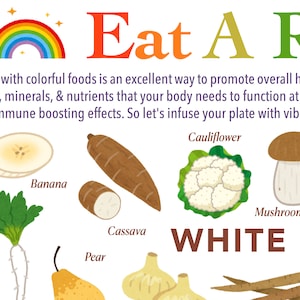 Eat A Rainbow Chart - Colorful Foods Reference, INSTANT DOWNLOAD 1 Page ...