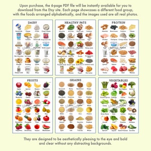 Food Groups Posters/ Set of 6 Pages. PRINTABLE PDF DOWNLOAD ...
