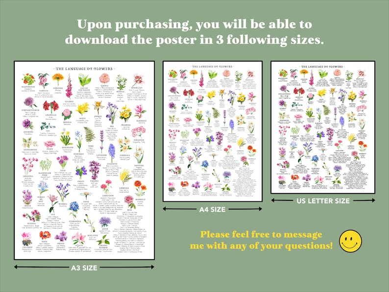 Flower Meaning Reference Chart, PRINTABLE / INSTANT DOWNLOAD Pdf, 'at-a ...