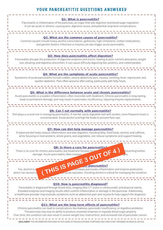 Pancreatitis Food Guide (PDF Digital Download) Printable Nutrition ...