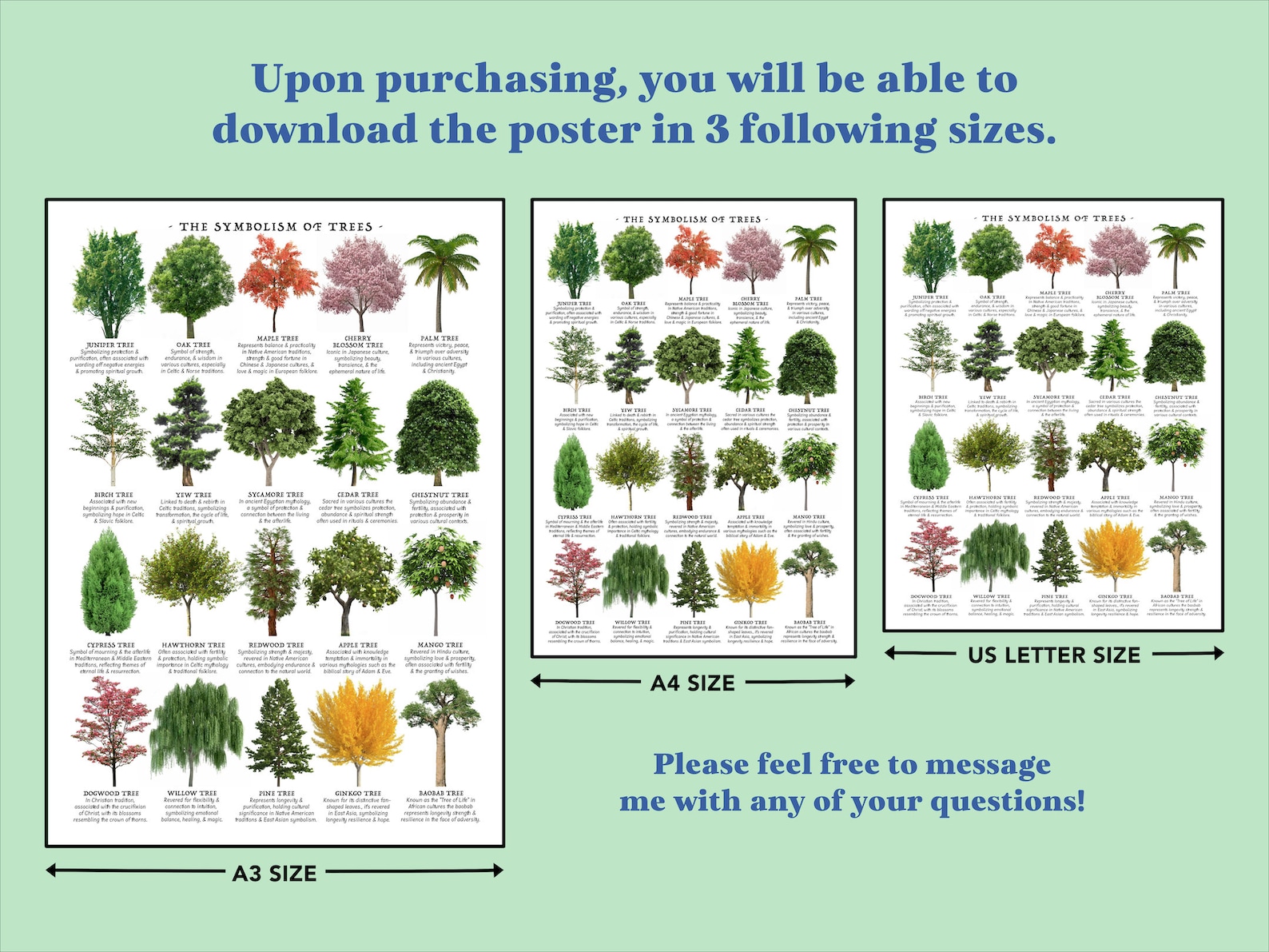 Tree Meaning Reference Chart/ Digital Download, At-a-glance Symbolism ...