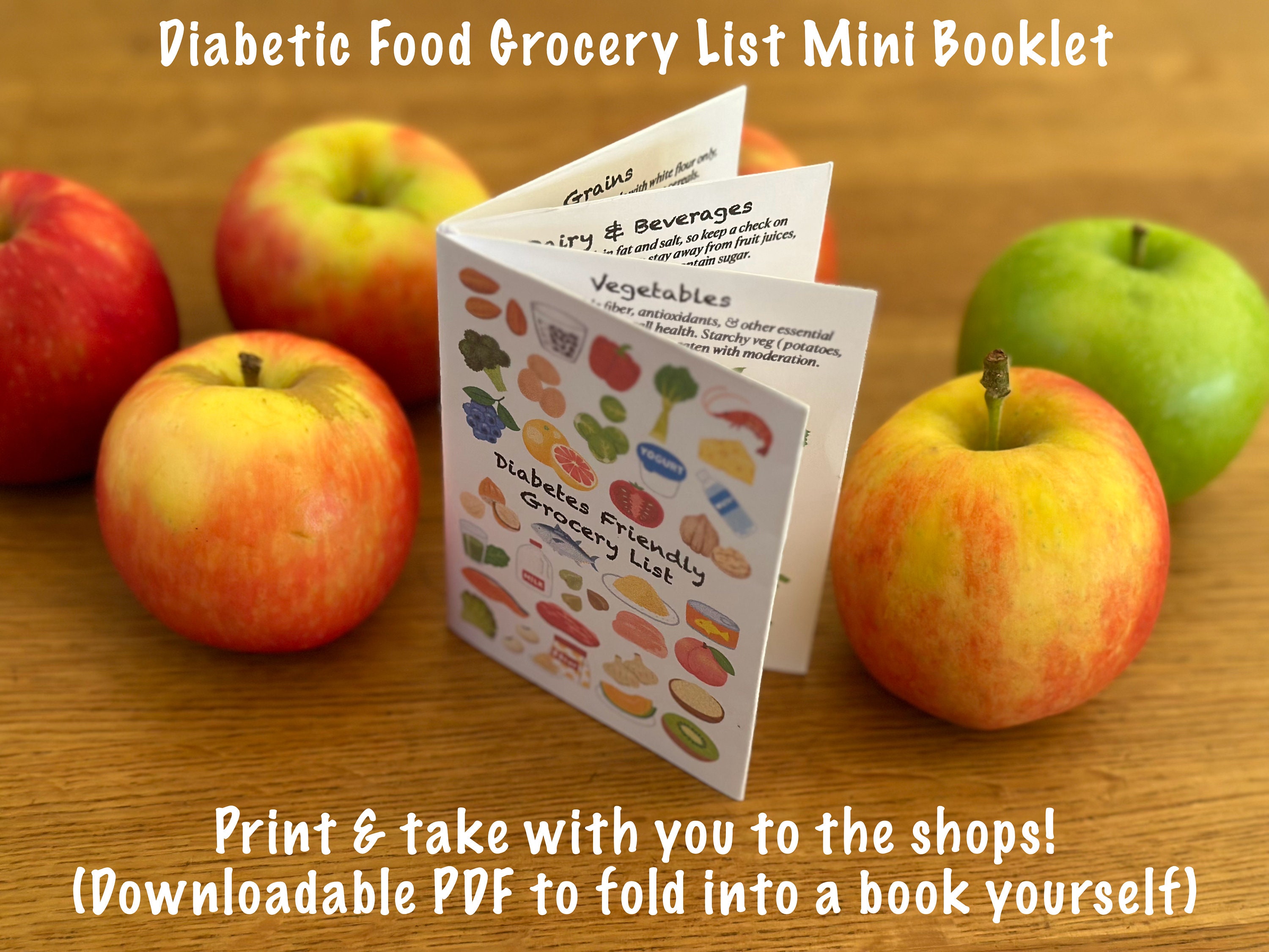 Mini Booklet for Diabetes Food Shopping Guide/ at-a-glance List to Take ...