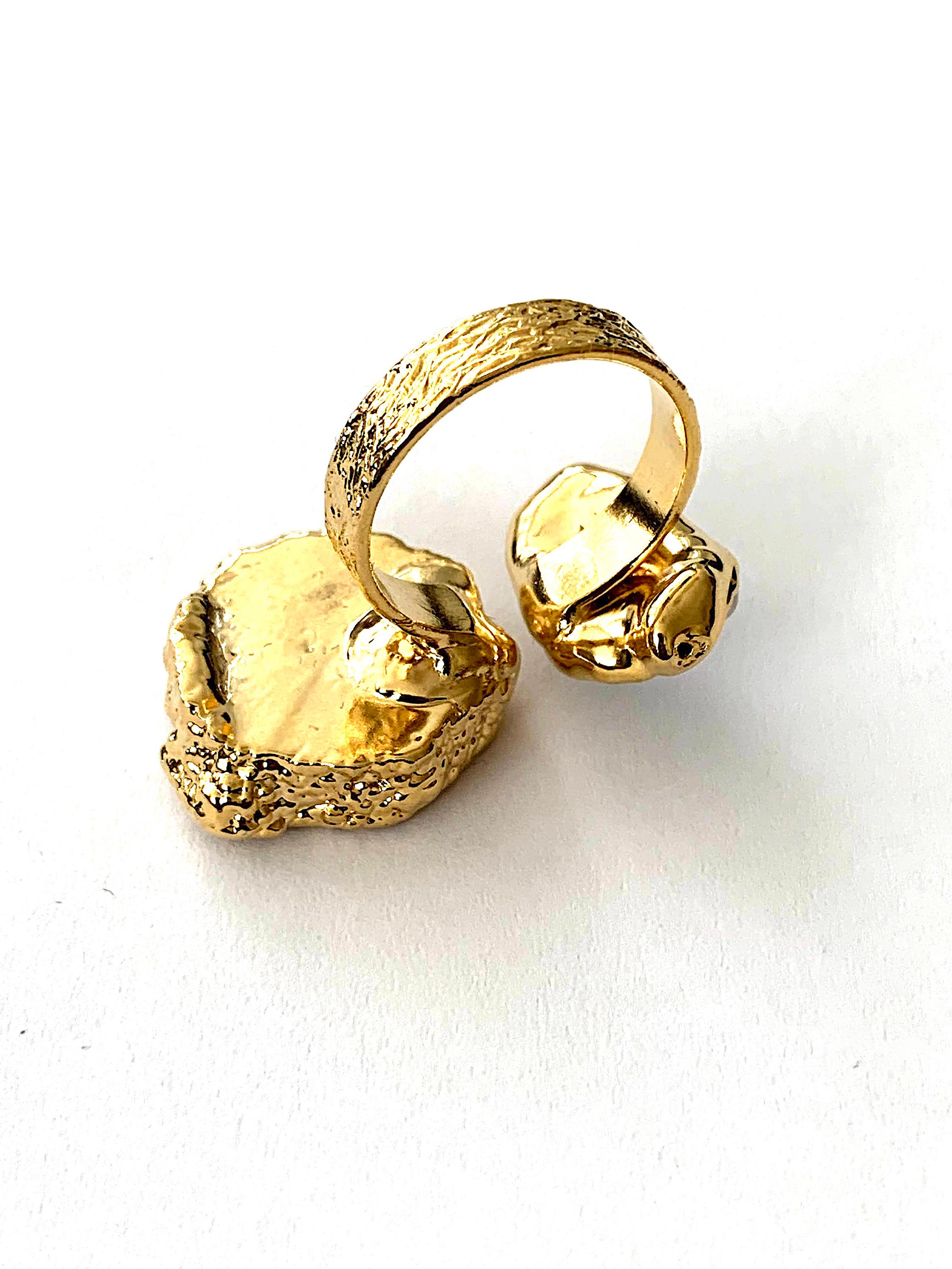 Anillo de ágata Anillo chapado en oro Anillo ajustable - Etsy España