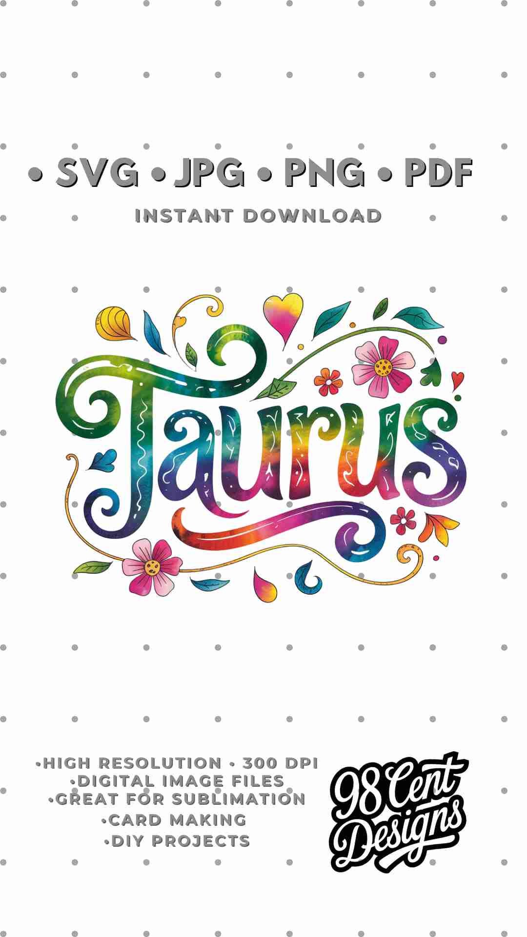 Taurus Zodiac Sublimation Design: Astrology Clipart (digital Download ...