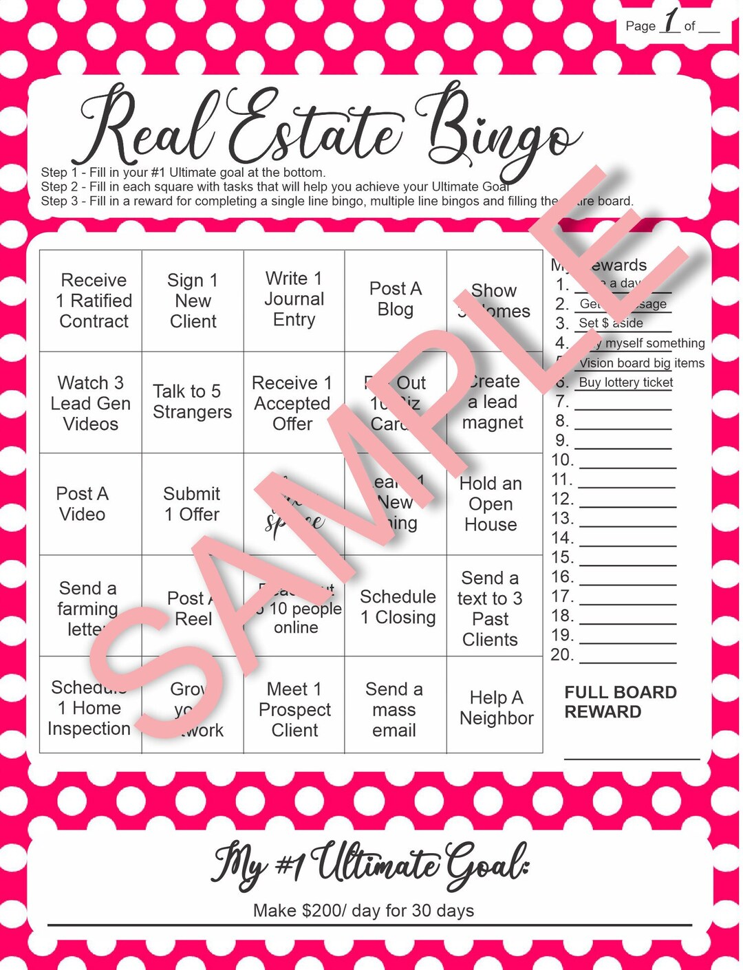 Real Estate Bingo, Real Estate Agent Tool, Real Estate Business, Goal ...