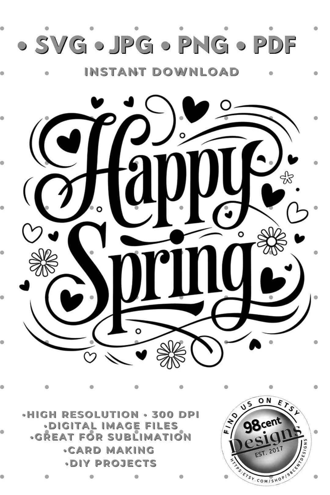 Happy Spring Svg Png Jpg, Spring Digital Image Design, Instant Download ...