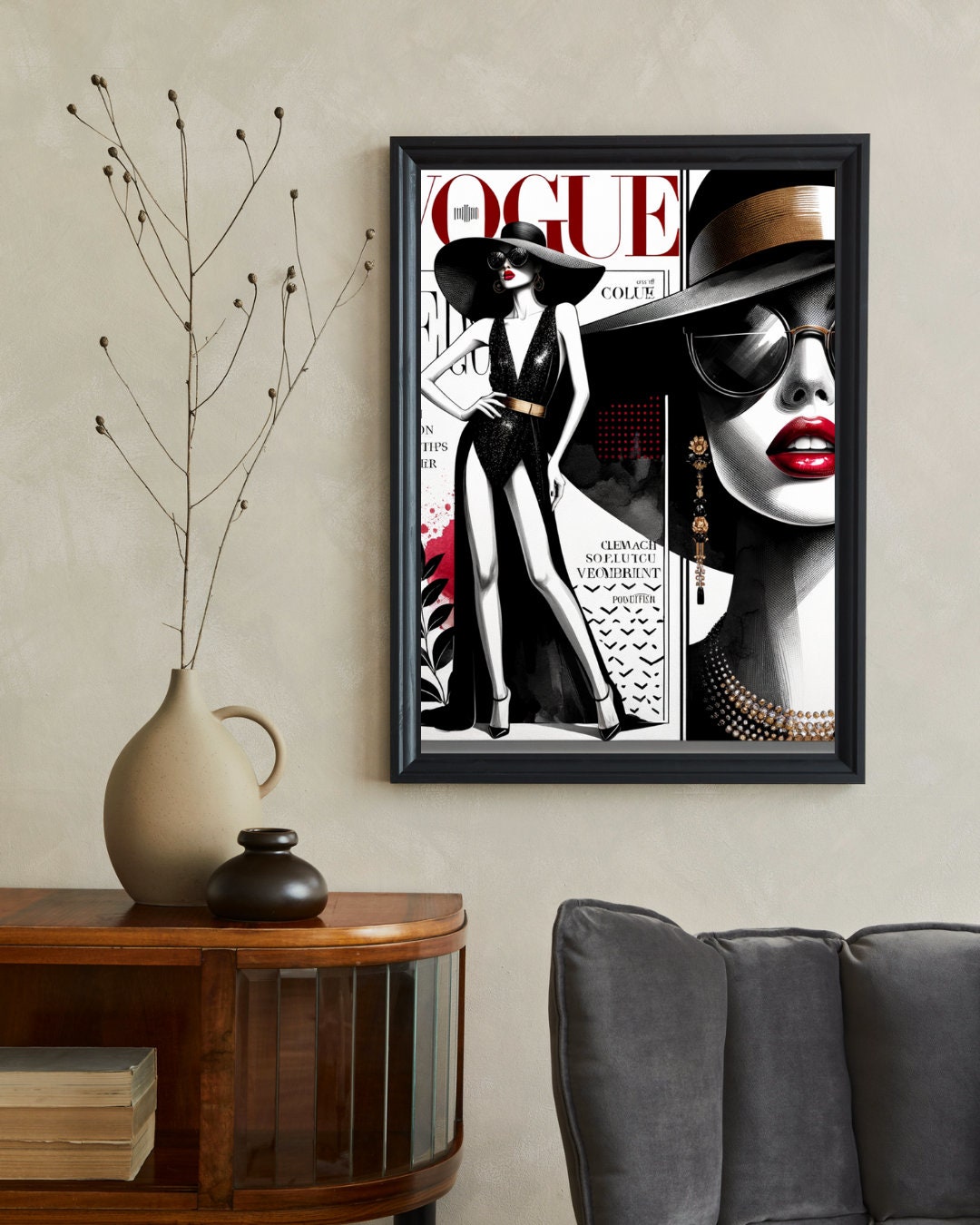 Vogue Fashion Illustration Art Prints: Chic Home Decor (PNG Digital ...
