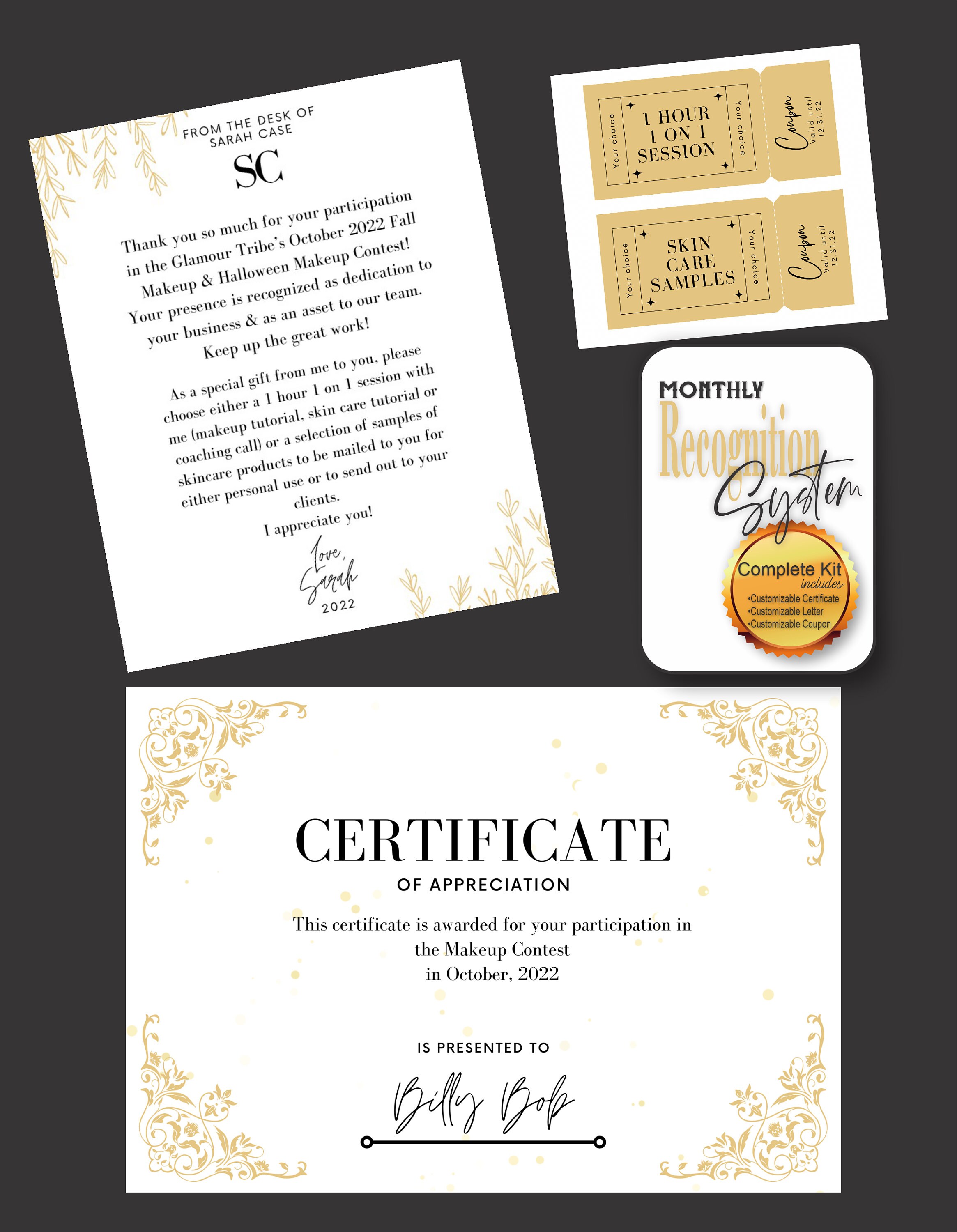 Editable Monthly Recognition System Reward Certificate Award - Etsy