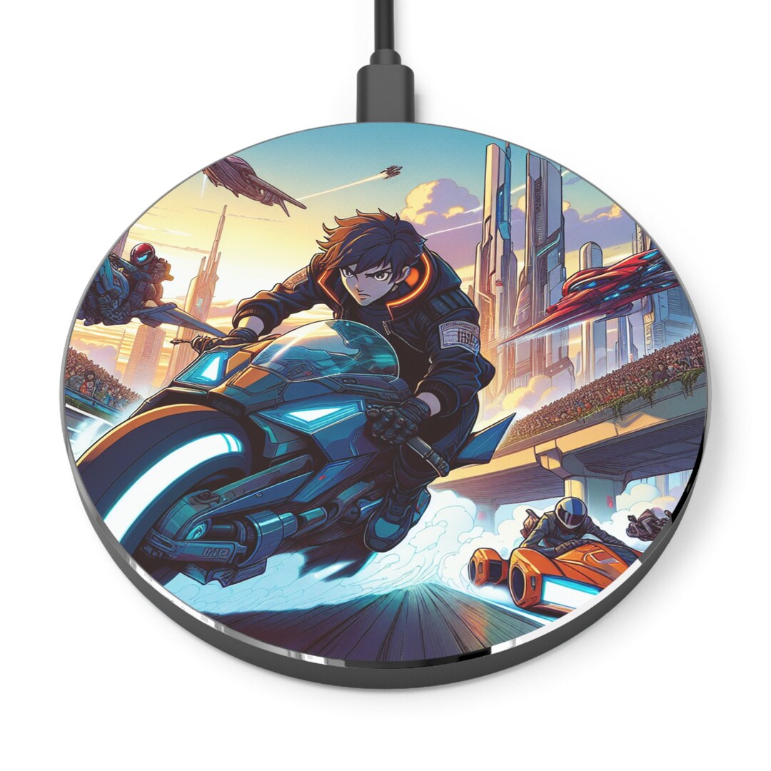 Boy Anime Racer Black Wireless Cell Phone Touch Free Charger, iPhone ...