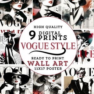Vogue Fashion Illustration Art Prints: Chic Home Decor (PNG Digital ...
