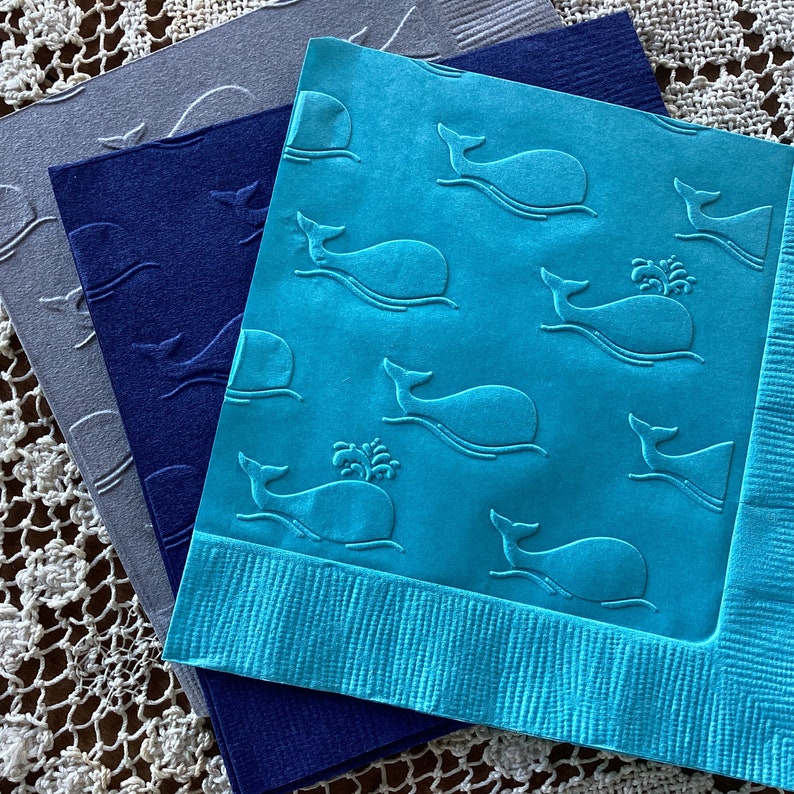 Whales - Embossed Napkins - Birthday Party - Shower - Any Occasion ...