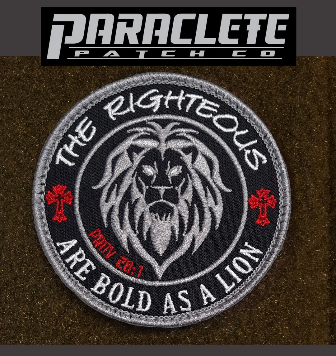 The Righteous Are Bold as a Lion - 3" Tactical Scripture Christian ...