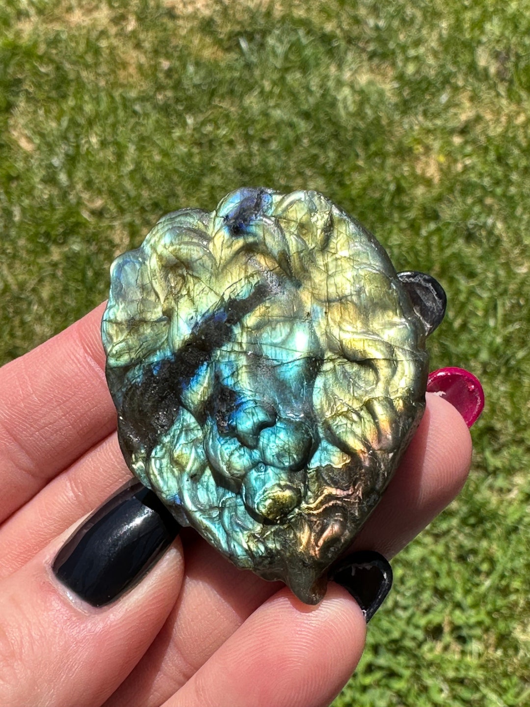 Labradorite Carved Lion Head / Natural Crystal Carving | Labradorite ...