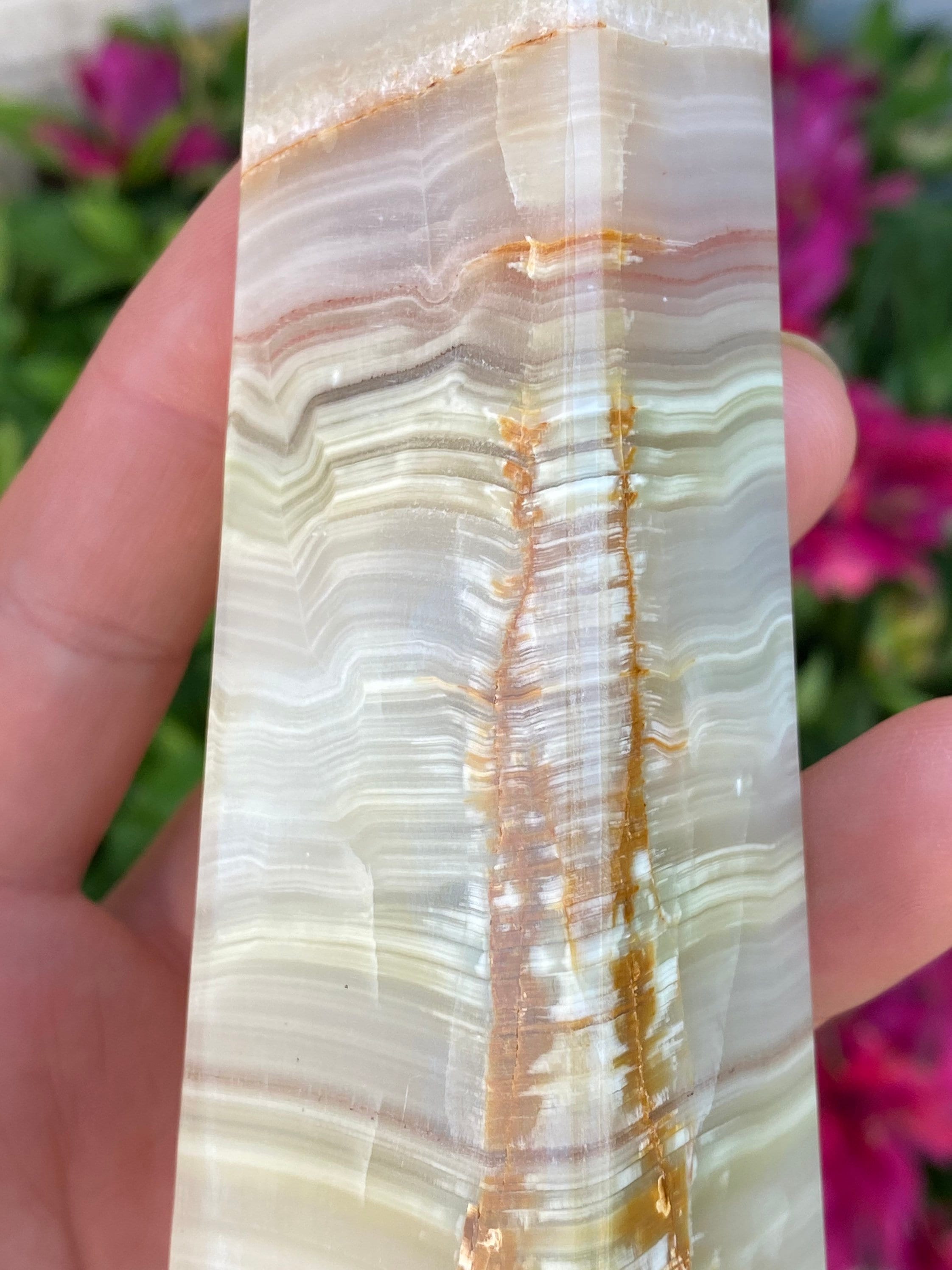 Pink Banded Calcite Tower Crystal Carved Tower Healing | Etsy