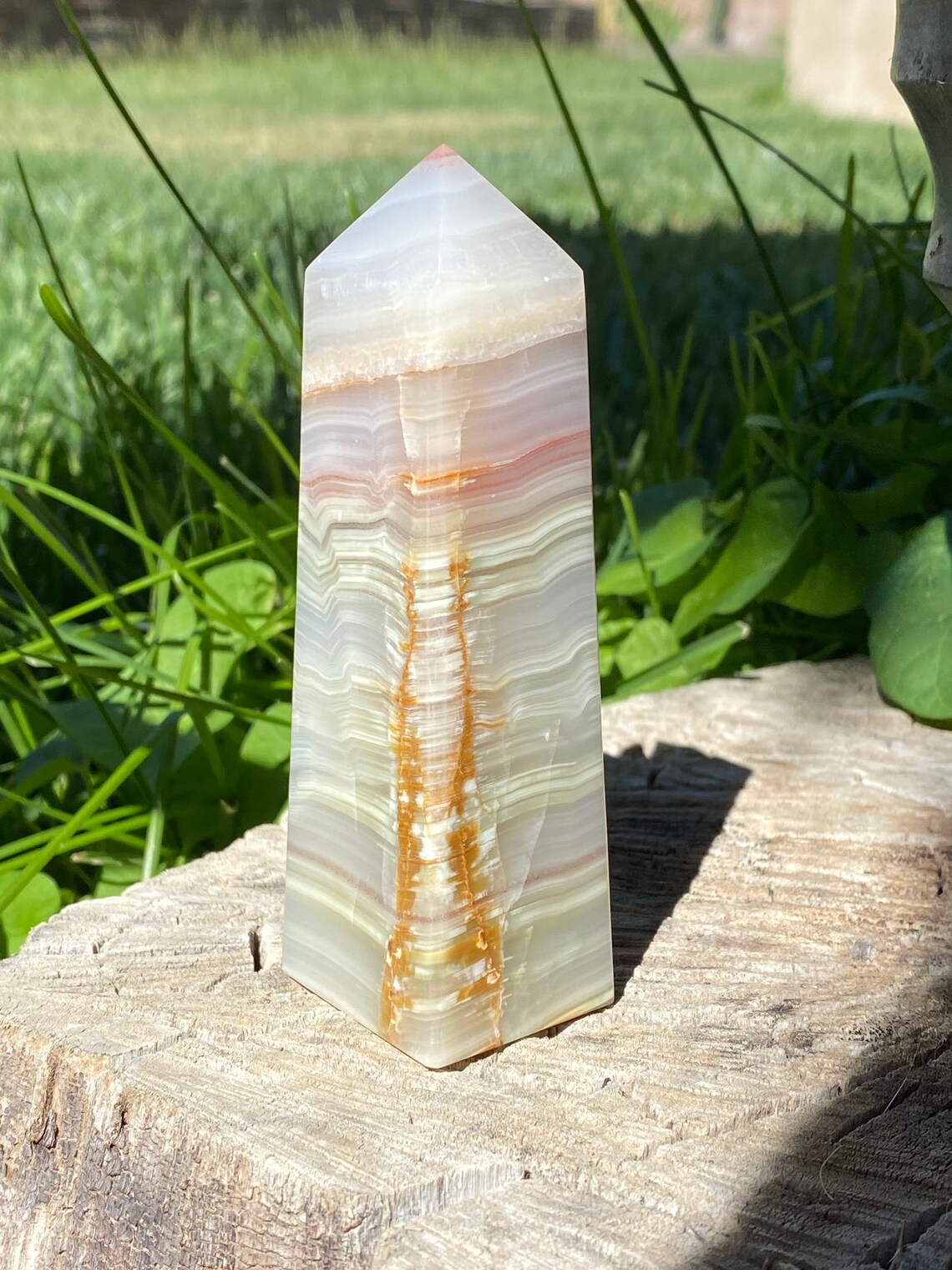 Pink Banded Calcite Tower Crystal Carved Tower Healing | Etsy UK