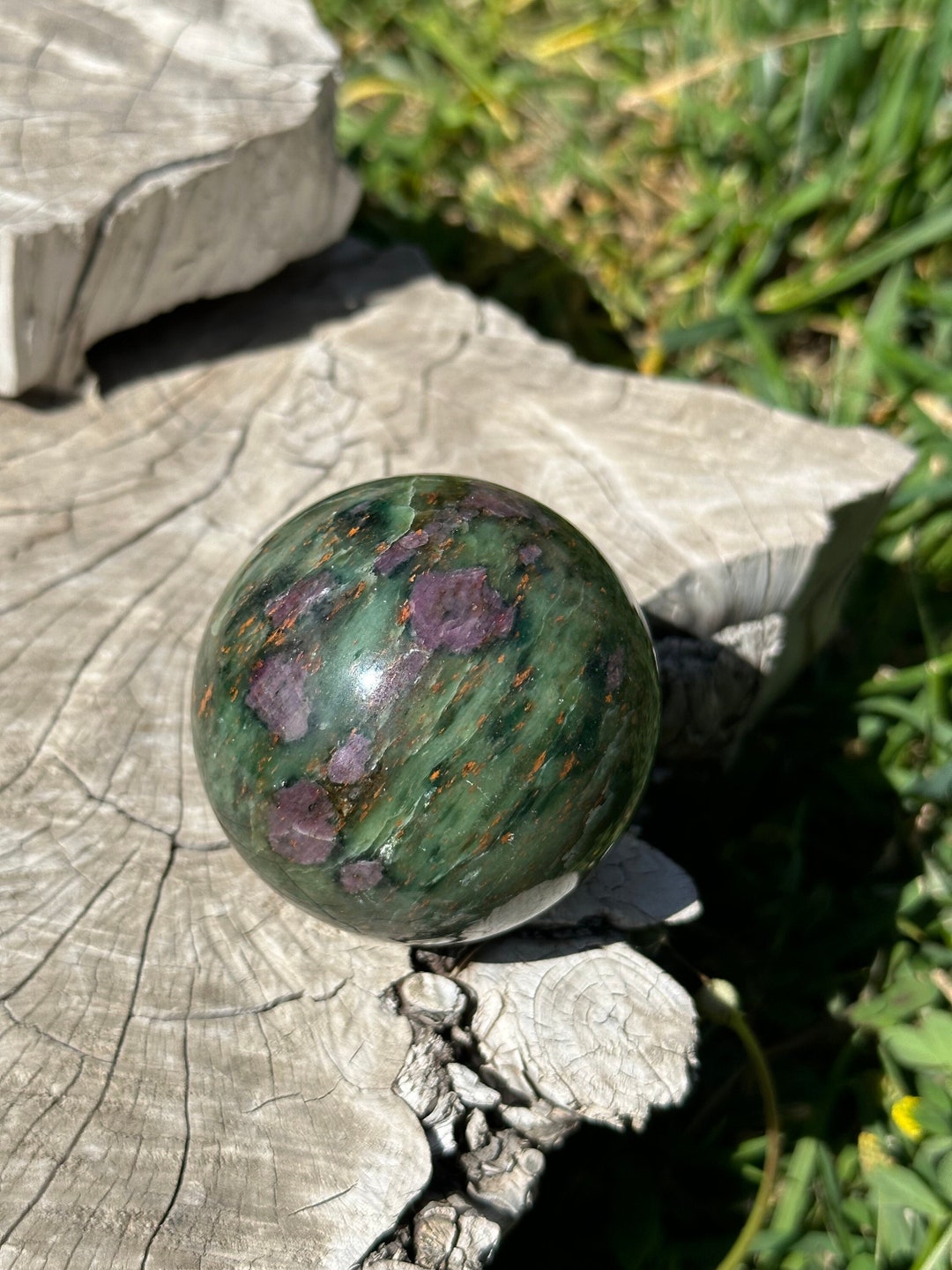 Ruby in Emerald Sphere - Crystal Carved Sphere | Healing Stone | Ruby ...