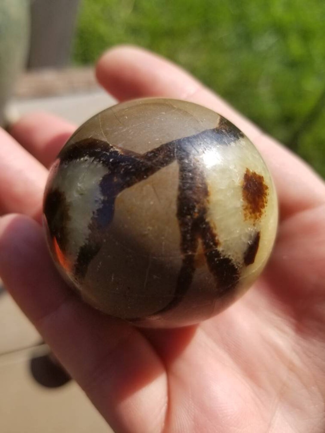 Stunning Septarian Sphere Dragons Egg Dragon Stone 136.4G polished ...