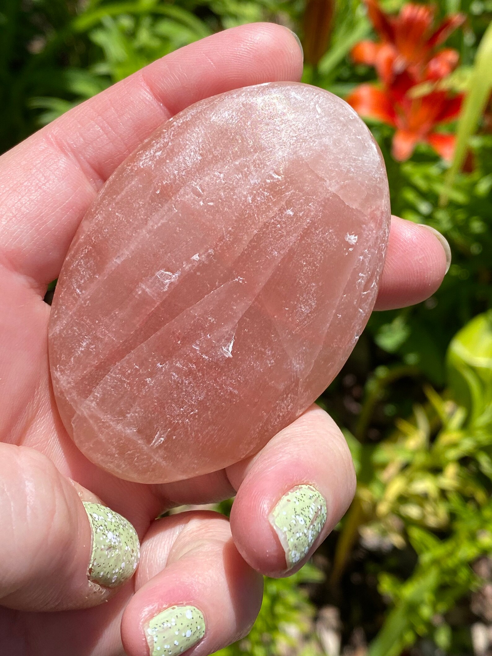 Rose Calcite Palm Stone Crystal Carved Palmstone Healing | Etsy