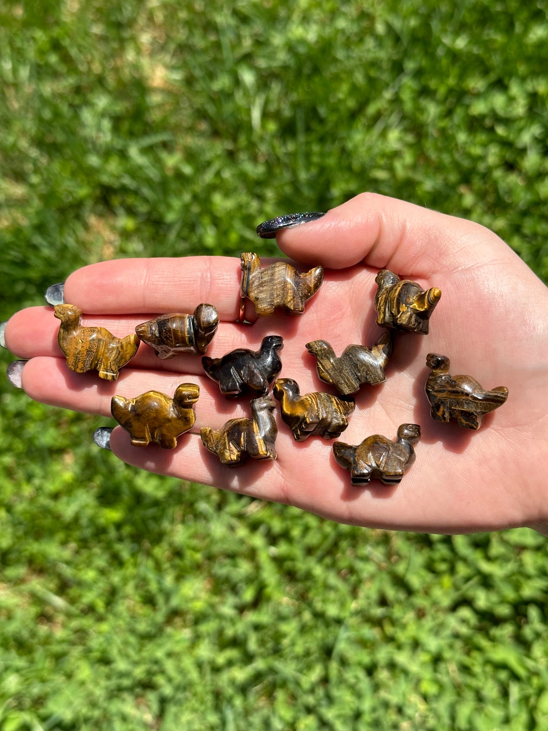 Mini Tigers Eye Carved Dinosaur / Natural Crystal Carving | Tigers Eye ...