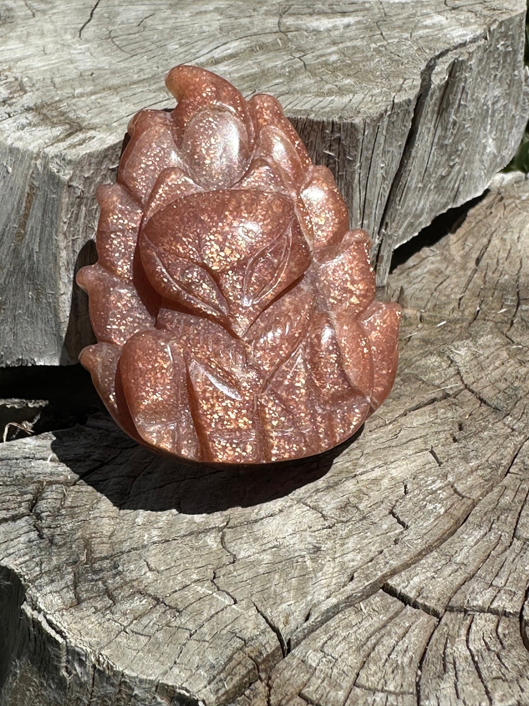 Flashy Arusha Sunstone Carved Nine Tail Fox - Healing Crystal | Healing ...