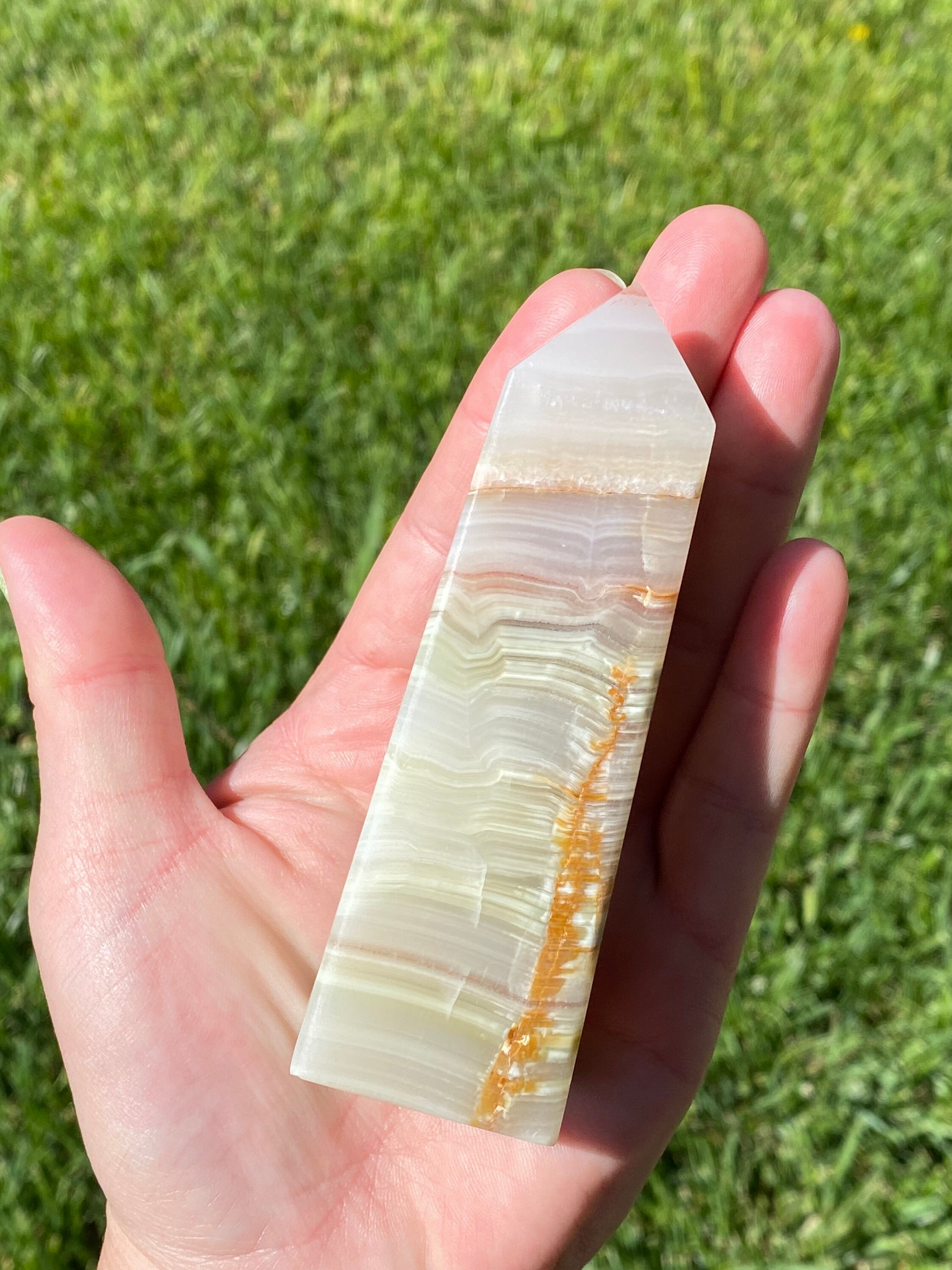 Pink Banded Calcite Tower Crystal Carved Tower Healing | Etsy UK