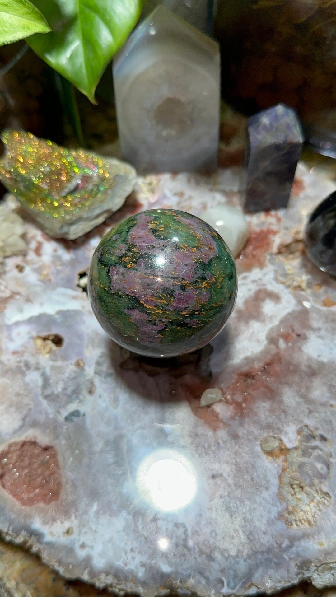 Ruby in Emerald Sphere - Crystal Carved Sphere | Healing Stone | Ruby ...