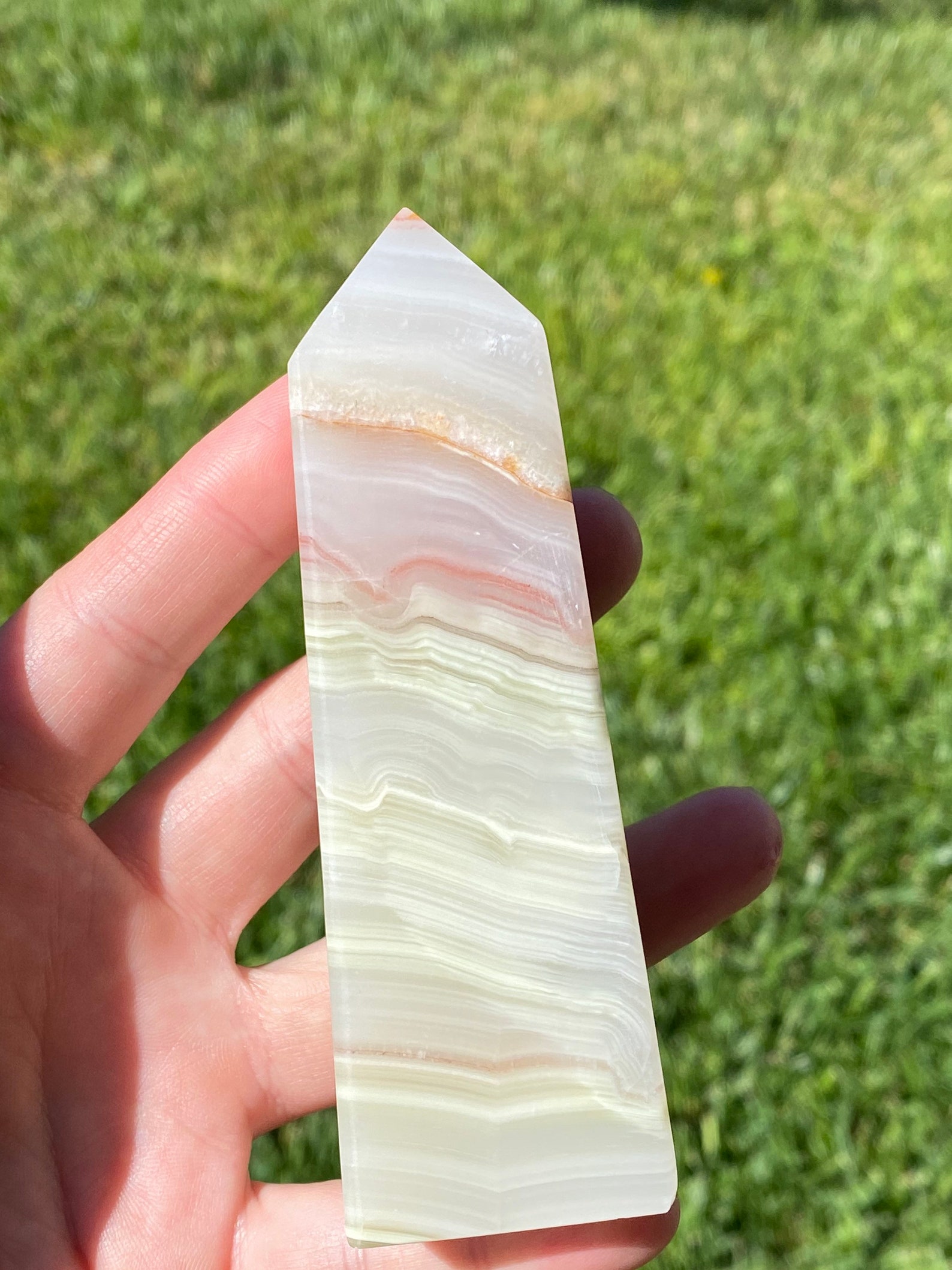 Pink Banded Calcite Tower Crystal Carved Tower Healing | Etsy UK