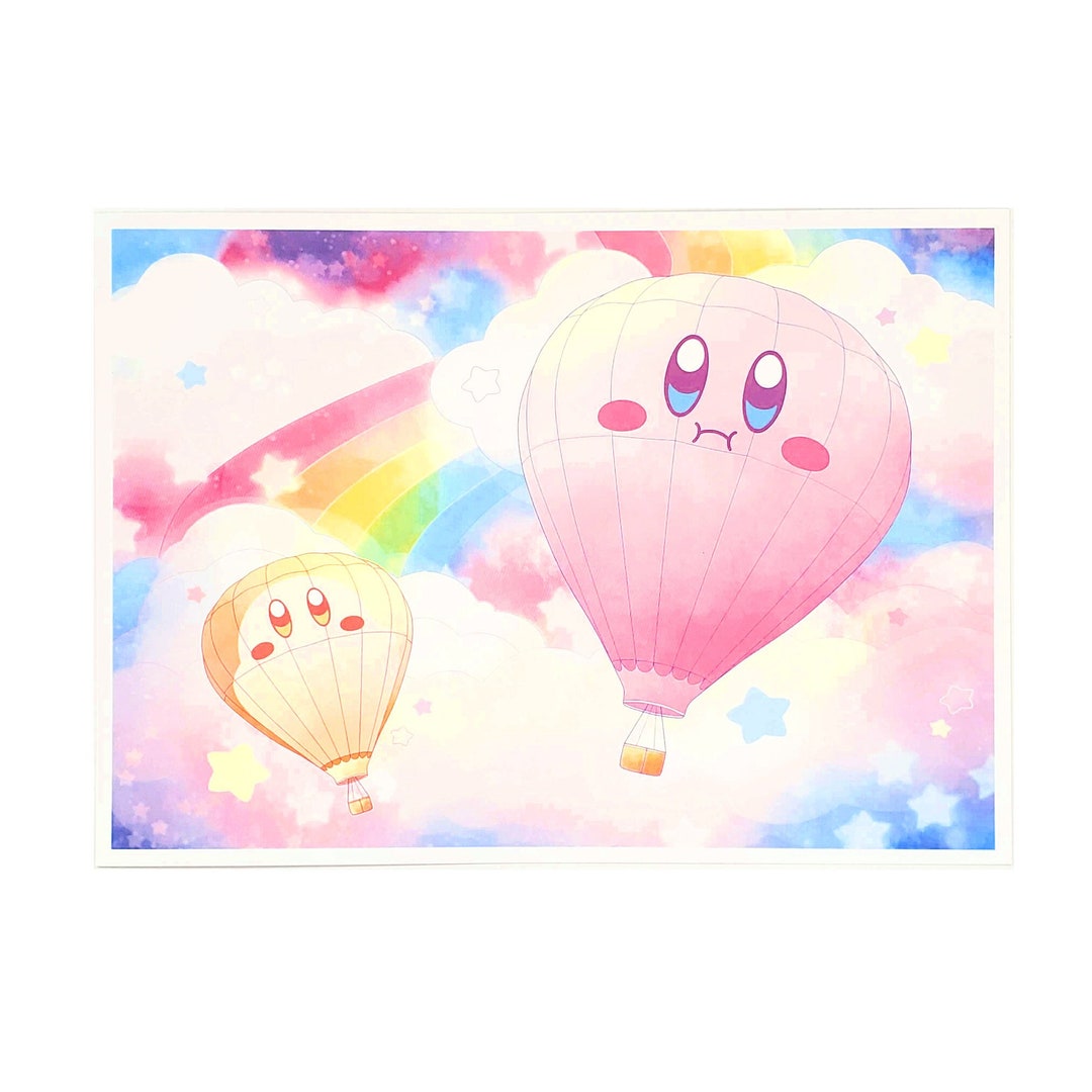 Poyo Kirby Hot Air Balloon 5x7 Postcard Print - Etsy