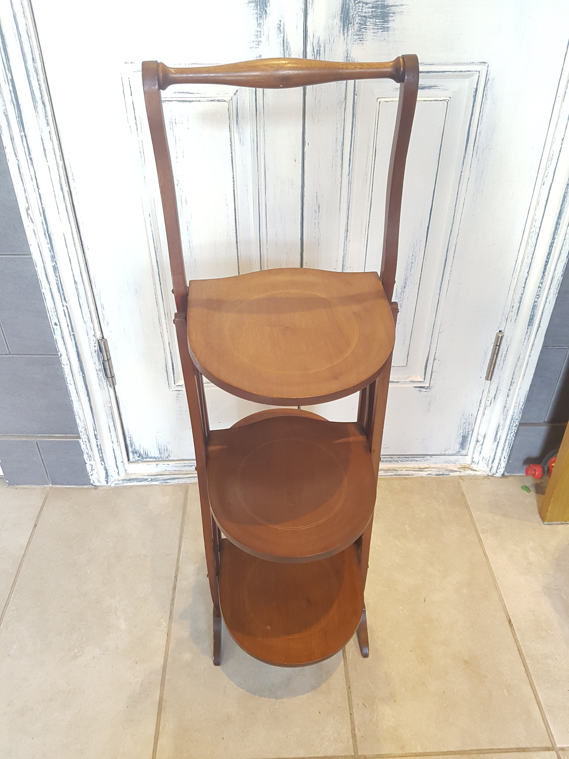 Stand Plant Wood Folding Shelves Handle Retro Vintage | Etsy UK