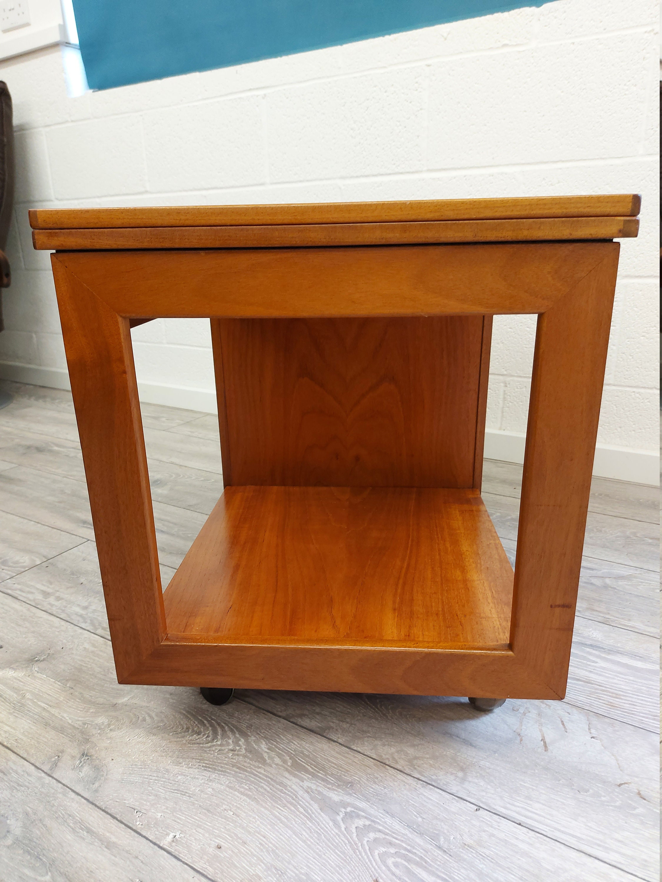 Table Teak Extending Top Integral Cabinet Drop Down Door Shelf | Etsy