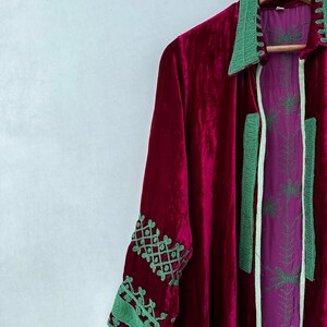 Silk Velvet Embroidery Long Jacket - Etsy