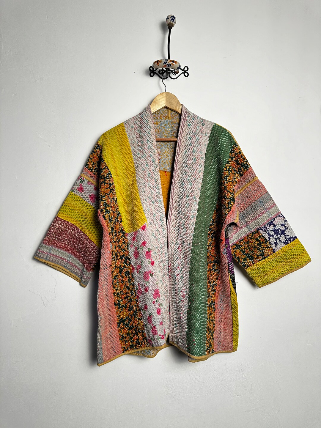 Old Patchwork Kantha Vintage Cotton Jacket For Women Stripped Kantha ...