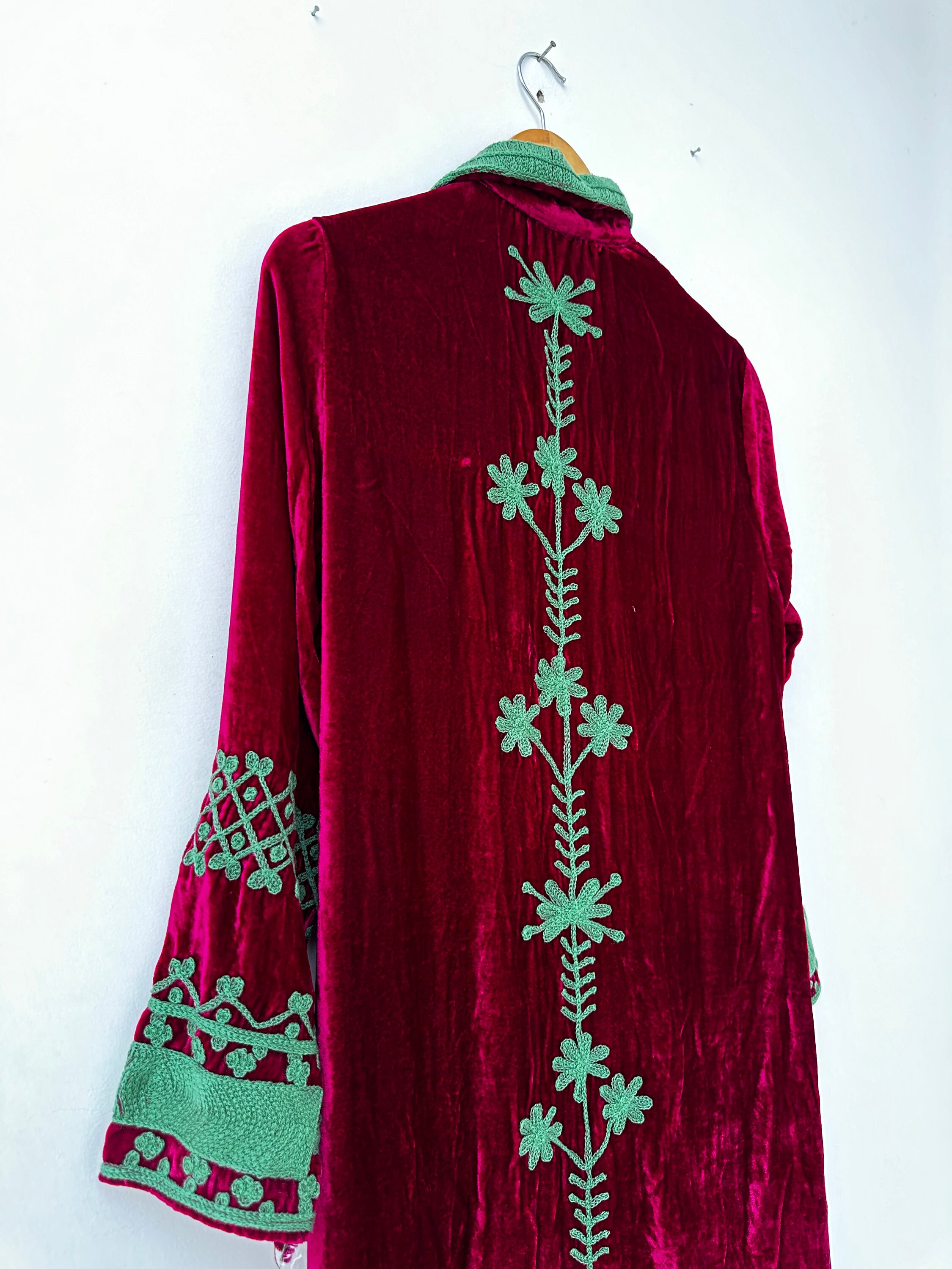 Silk Velvet Embroidery Long Jacket - Etsy