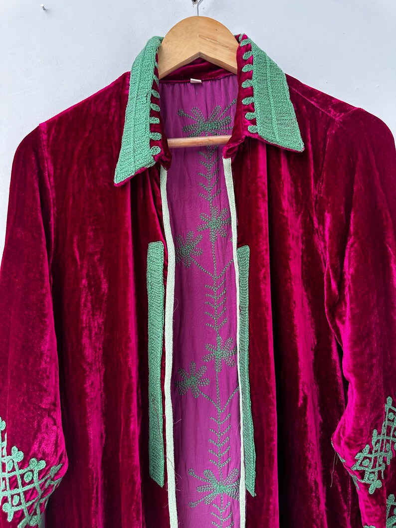 Silk Velvet Embroidery Long Jacket - Etsy