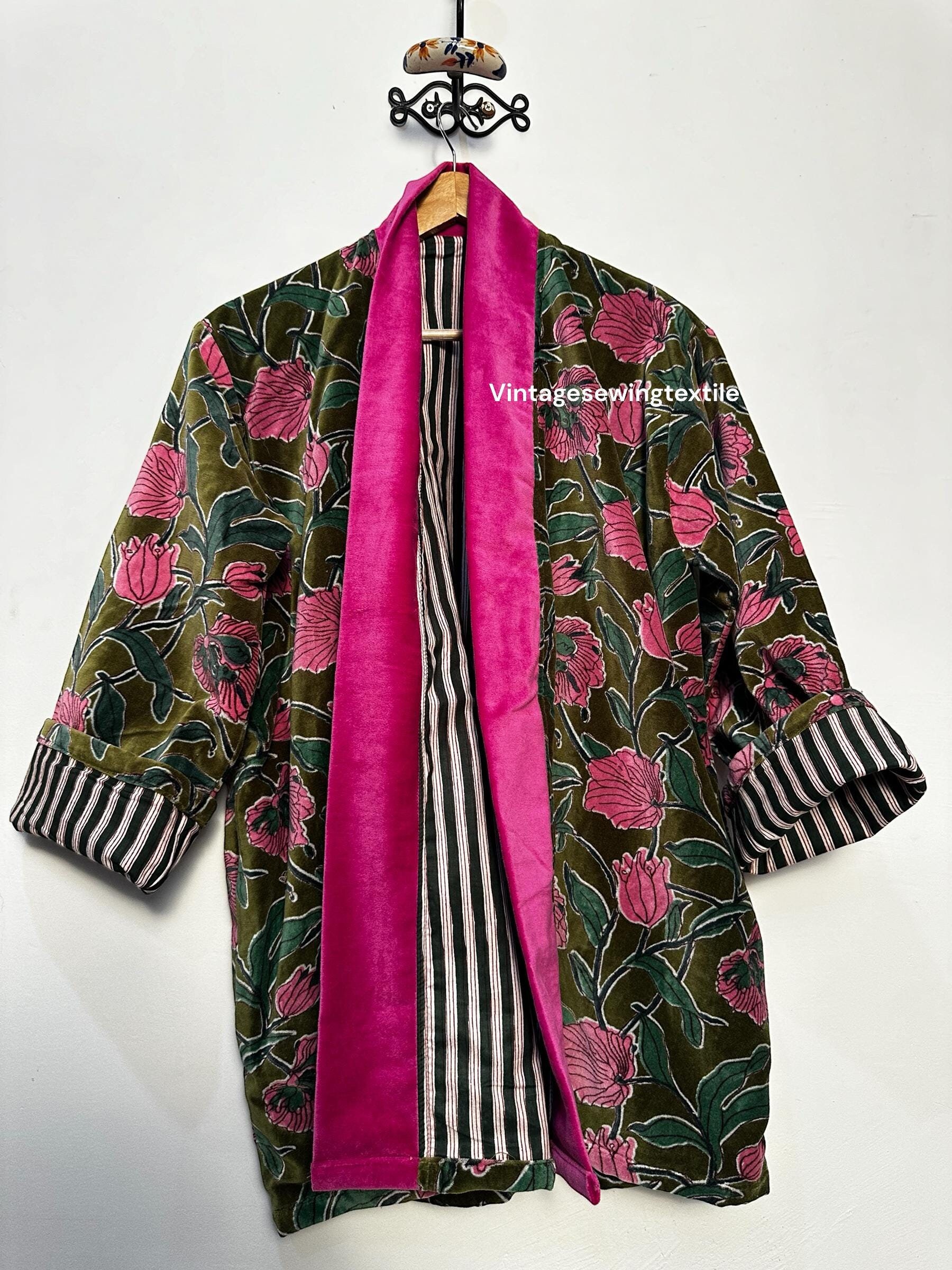 Cotton Velvet Short Jacket Winter Jacket Green Color With Pink Border ...