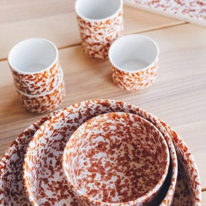 Set of 3 - Chabi Chic Handmade Splatter Paint Nesting Bowls - Marsala ...