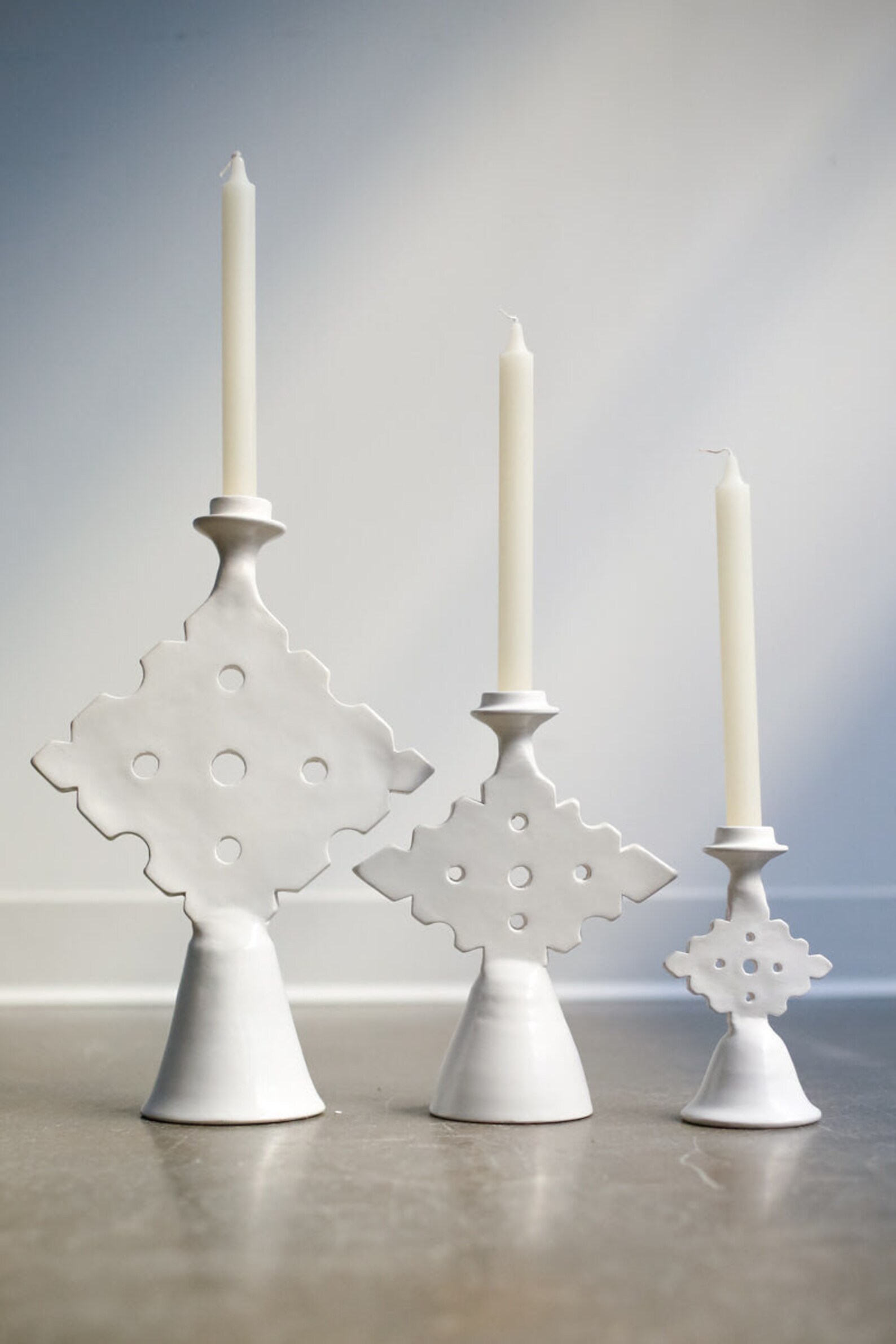 White Tadelakt Candlestick Chabi Chic Available in 3 Sizes - Etsy