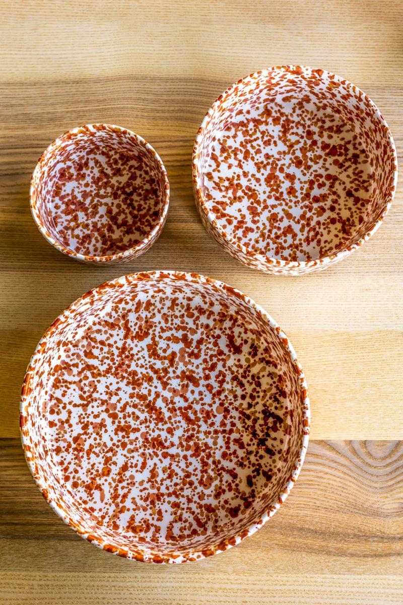 Set of 3 - Chabi Chic Handmade Splatter Paint Nesting Bowls - Marsala ...
