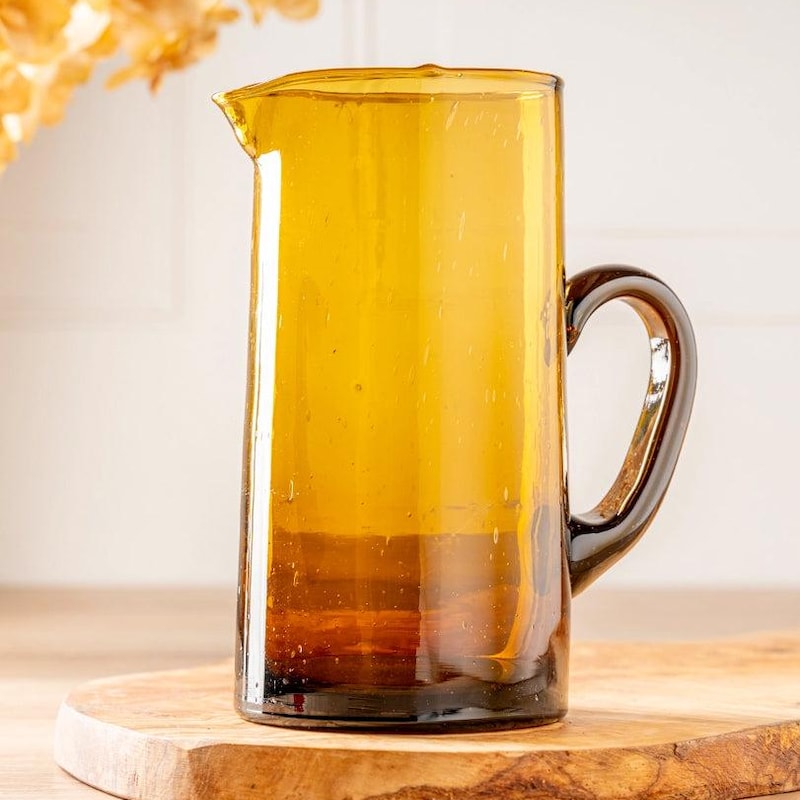Blown Glass Amber Pitcher - Etsy