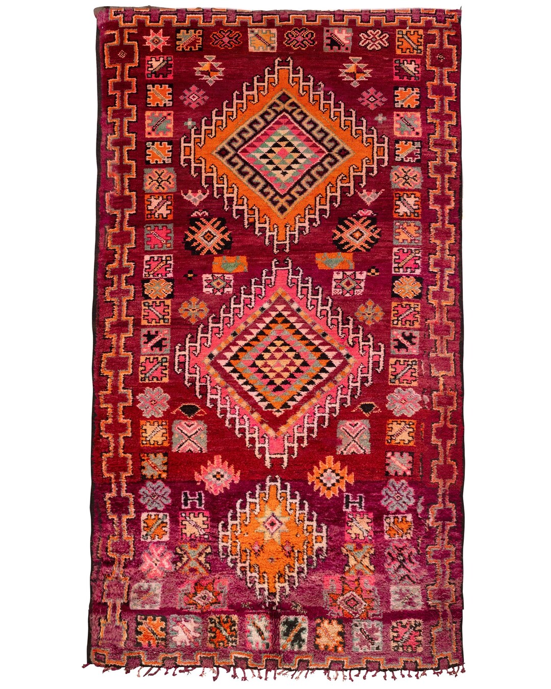 WELCOME - Vintage Wine Rehamna Moroccan Rug - 12'8 X 6'8 - Etsy