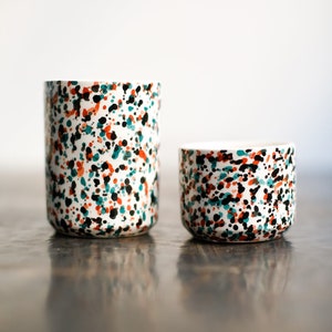 Chabi Chic Handmade Splatter Painted Ceramic Cups / Handleless Mugs ...