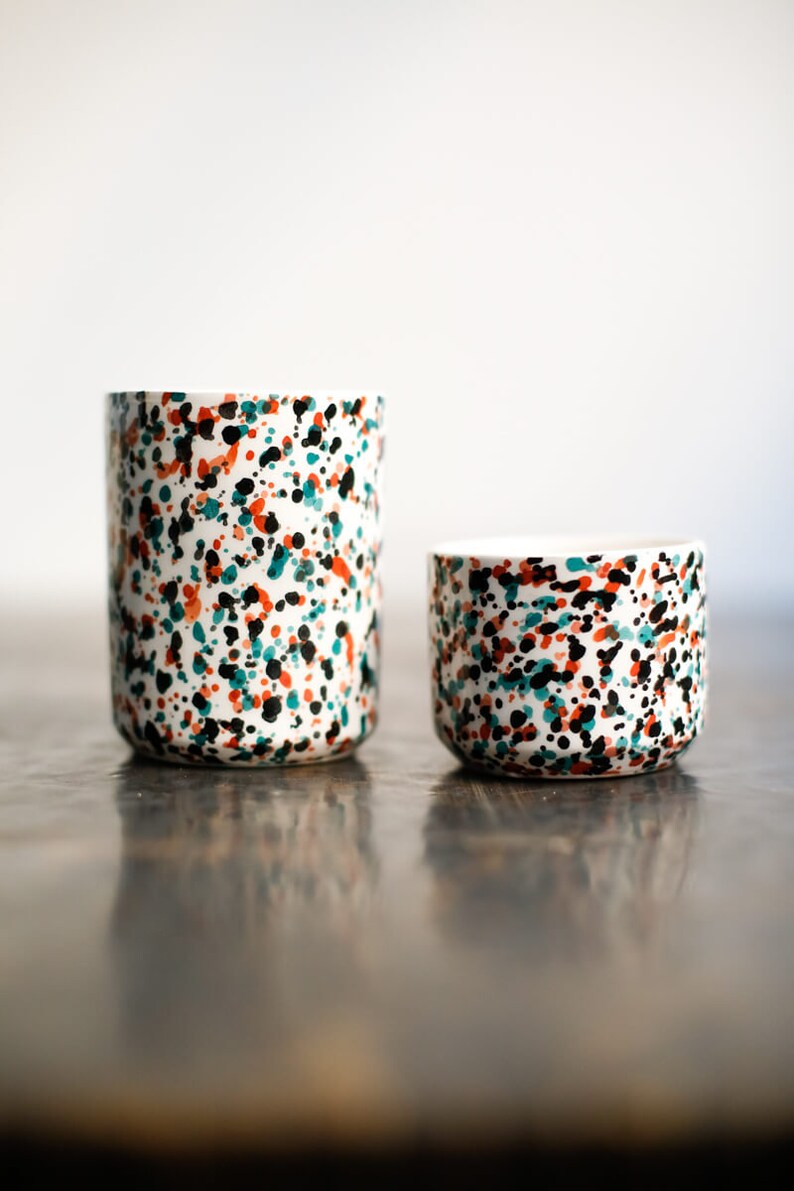 Chabi Chic Handmade Splatter Painted Ceramic Cups / Handleless - Etsy