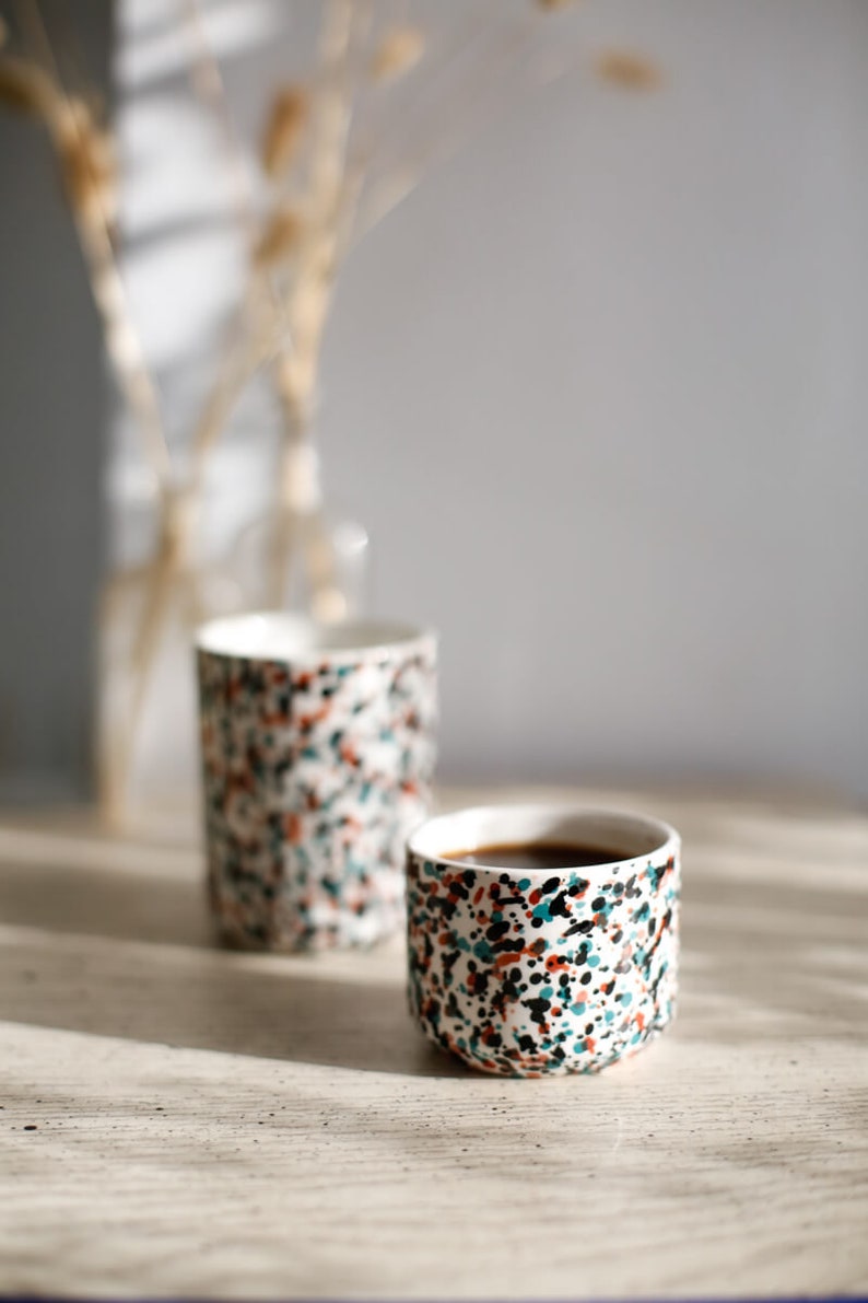 Chabi Chic Handmade Splatter Painted Ceramic Cups / Handleless - Etsy