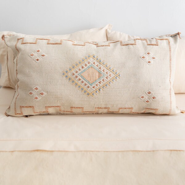 Embroidered Lumbar Pillow - Etsy