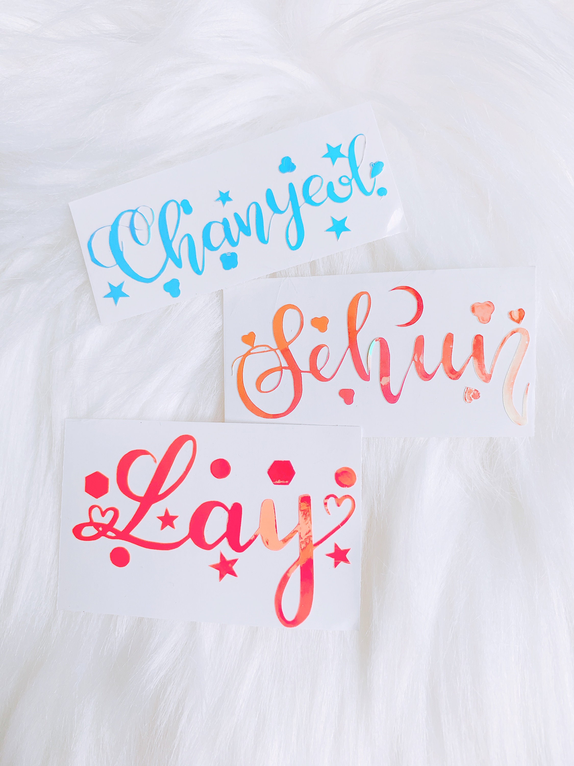 Calligraphy EXO Holographic Vinyl Stickers for Concert Lightstick ...