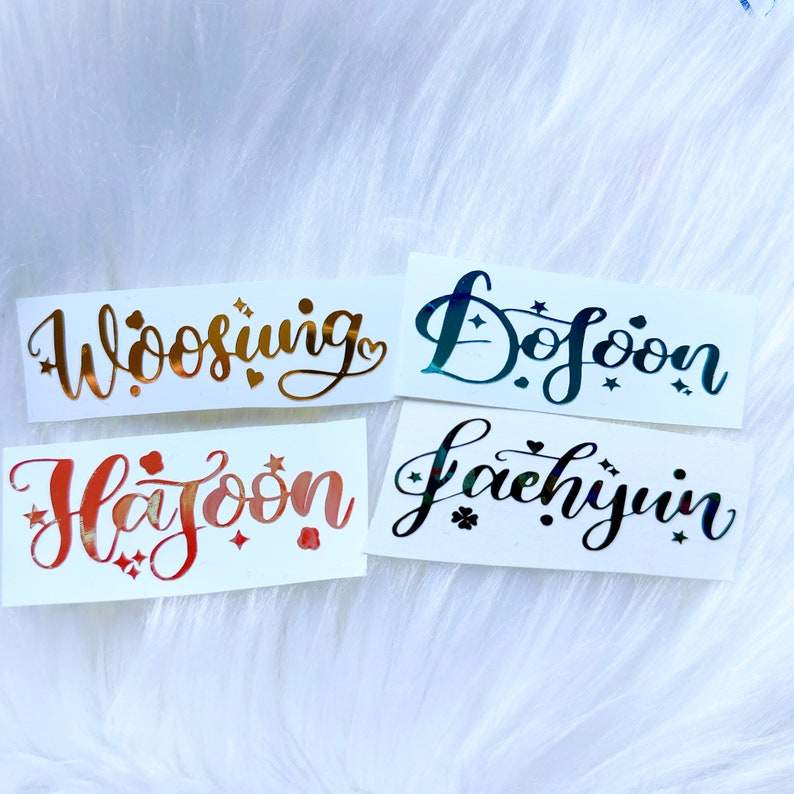 The Rose Korean Name Tag Holographic Vinyl Stickers Decal - Etsy